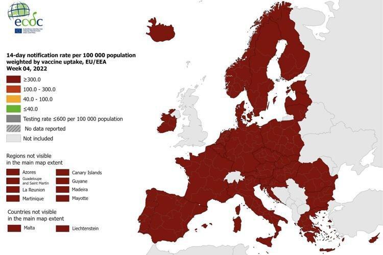 Covid, la nuova mappa dell'Ecdc: scomparsi tutti i colori tranne il ...